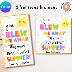 You Blew Me Away Gift Tag Template, Printable End of School Year Tags ...