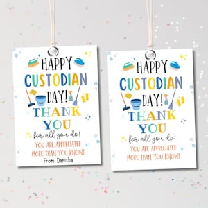 School Custodian Appreciation Gift Tag, Printable Thank You School ...