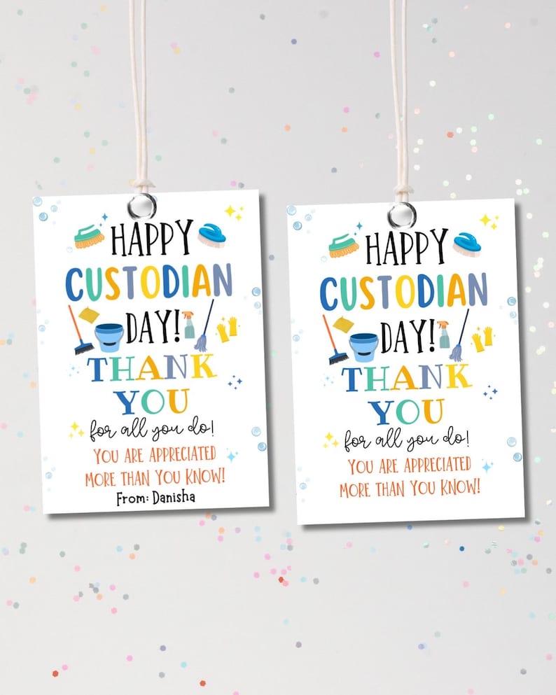 School Custodian Appreciation Gift Tag, Printable Thank You School ...