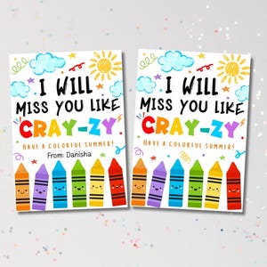 End of School Year Crayon Gift Tag: Editable Teacher Favor (digital ...
