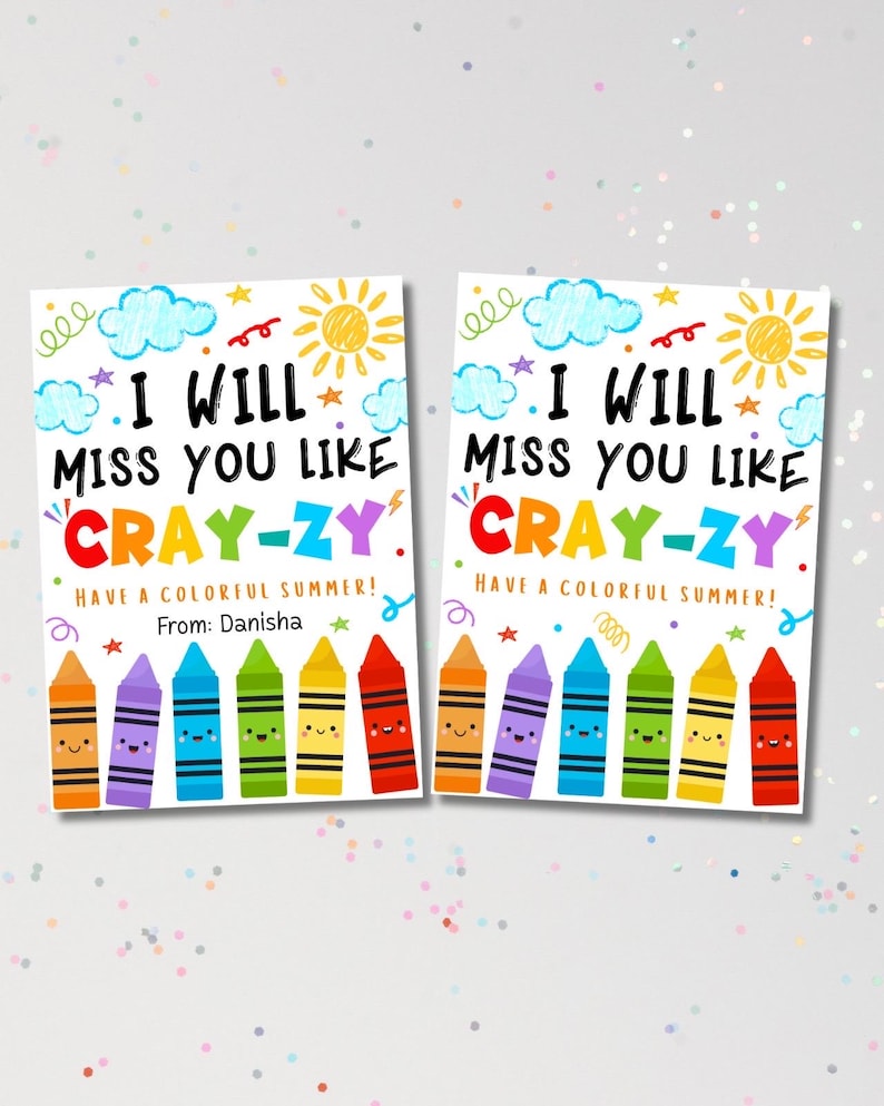 End of School Year Crayon Gift Tag: Editable Teacher Favor (digital ...