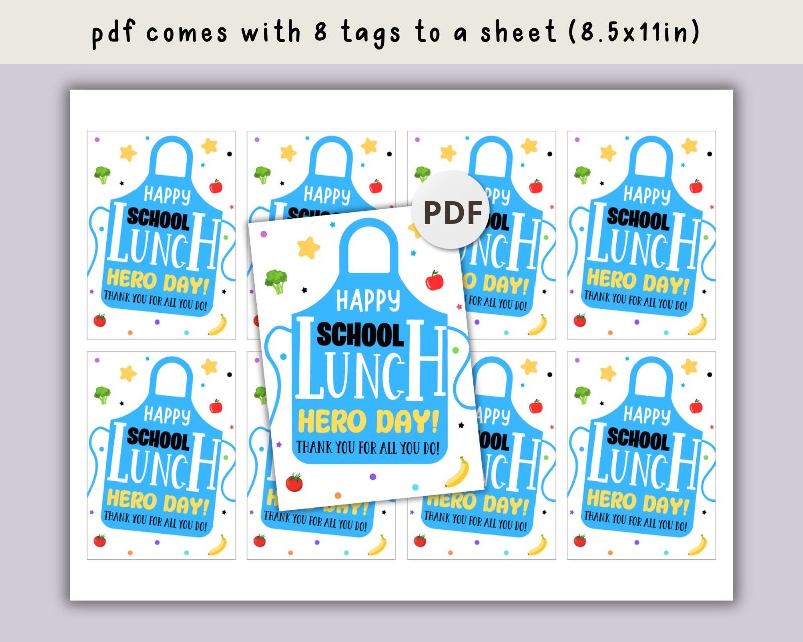 School Lunch Hero Day Tag, School Lunch Lady Tag, School Staff ...