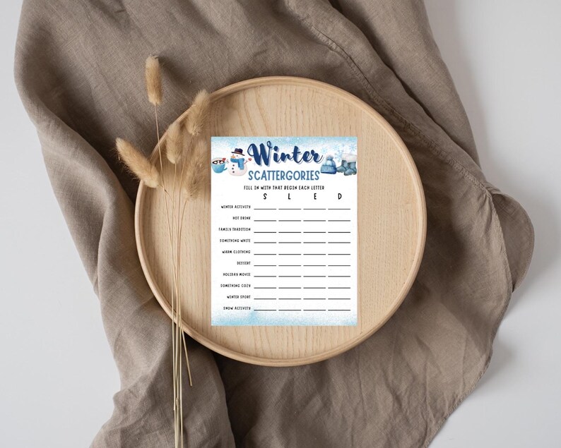 Winter Scattergories,winter Holiday Printable Games,cold Weather Games ...