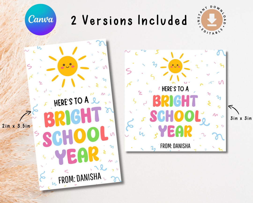 Here's to A Bright School Year Tag, Printable Back to School Tag ...