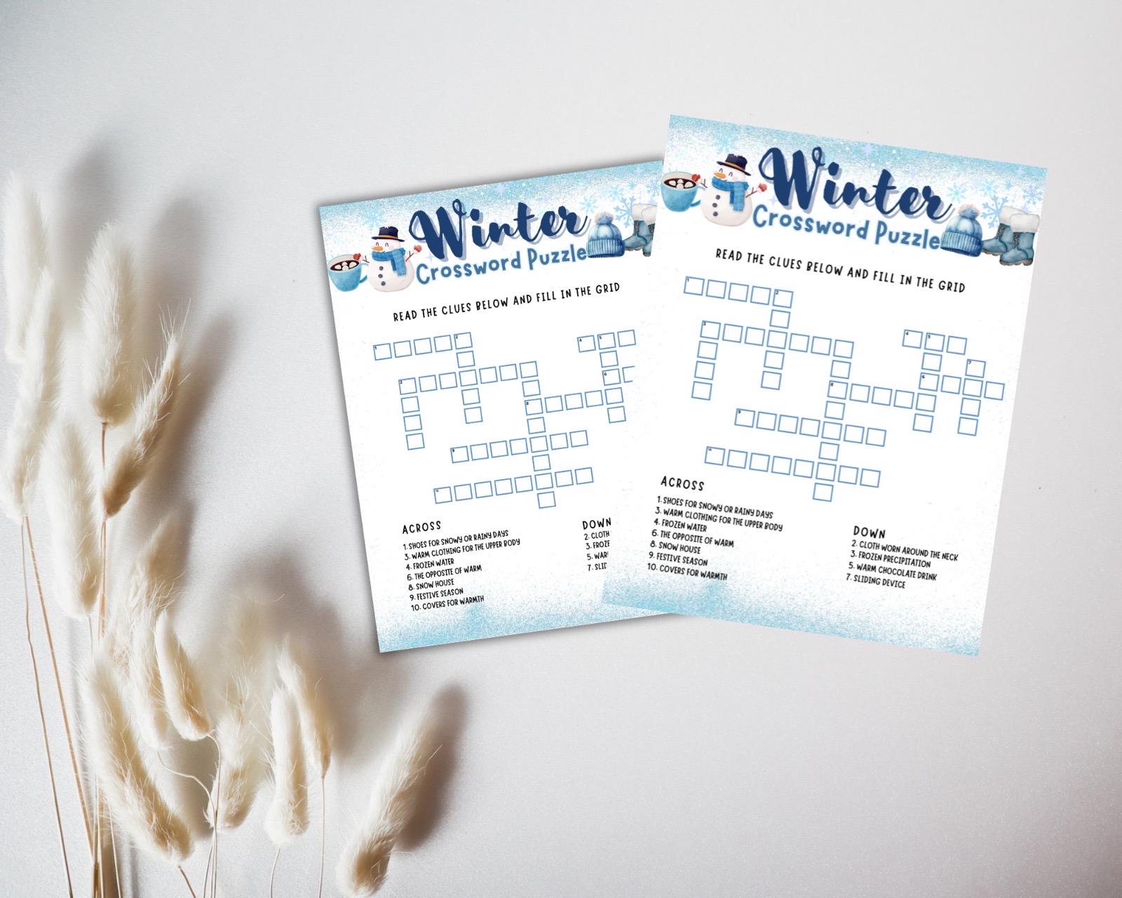 December Crossword Puzzle, Family Friendly Fun Printable, Puzzles for ...