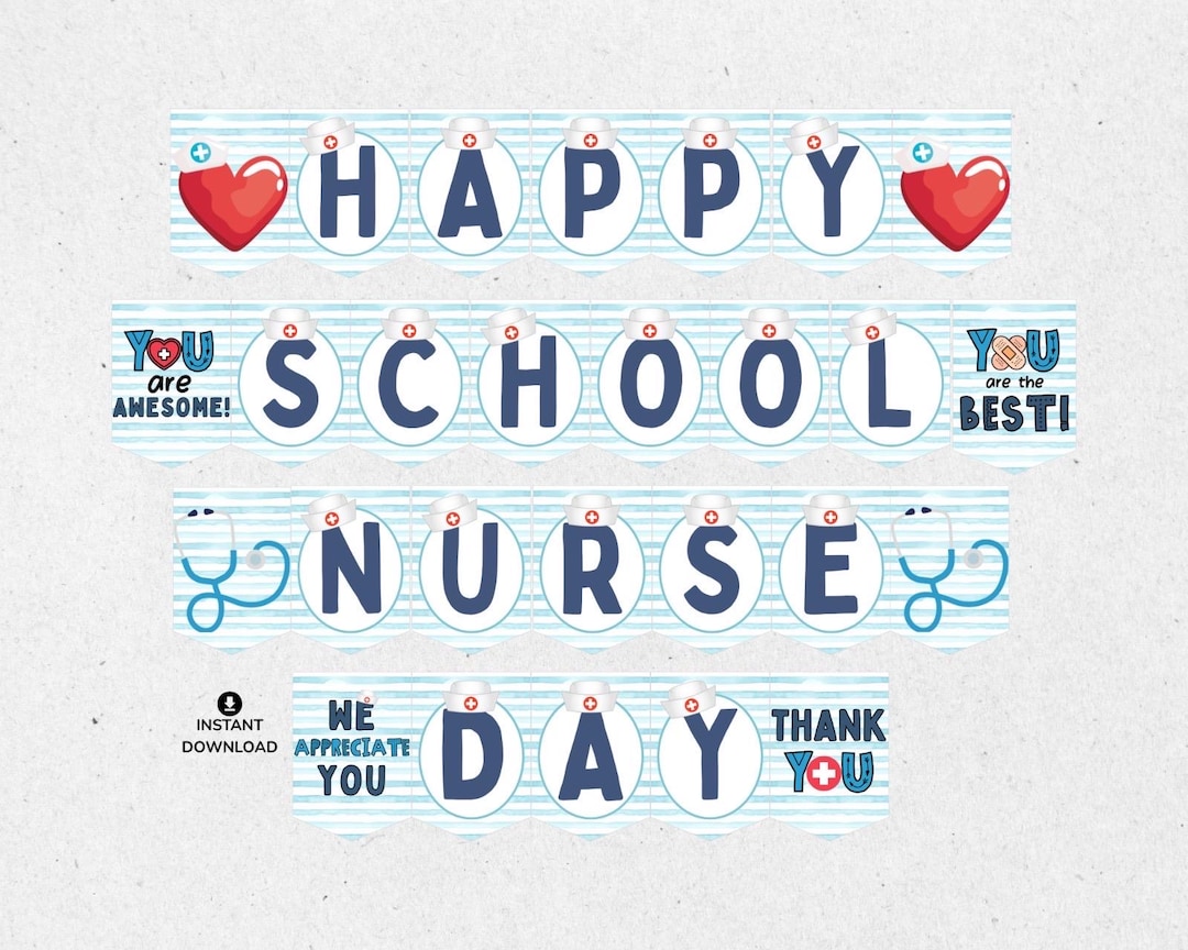 School Nurse Banner Printable, Thank You School Nurse Appreciation ...