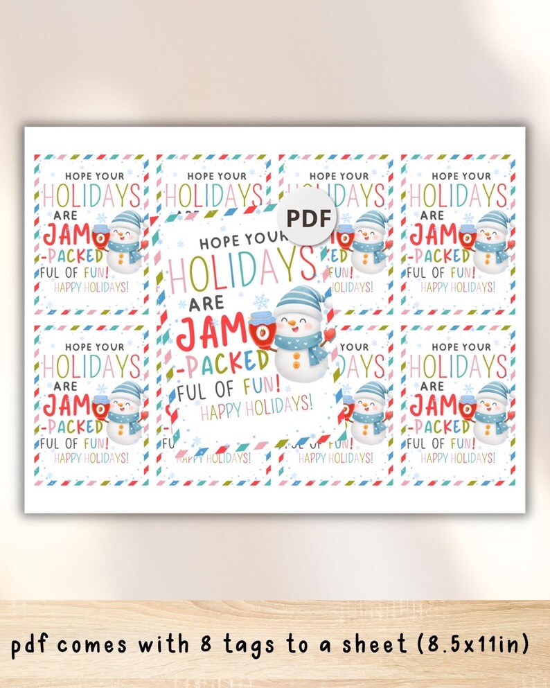 Holiday Jam Gift Tags Printable, Hope Your Holidays Are Jam-packed Full ...