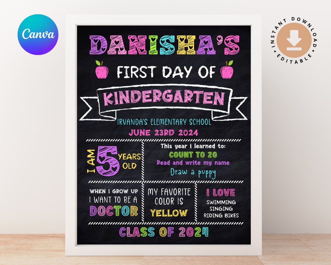 First Day of School Sign EASY DIY Canva Template Printable Editable 1st ...