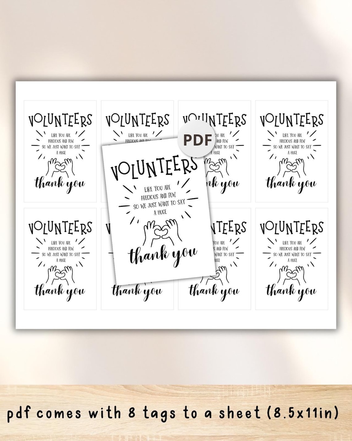 Volunteer Thank You Gift Tag Printable (PDF) - Etsy