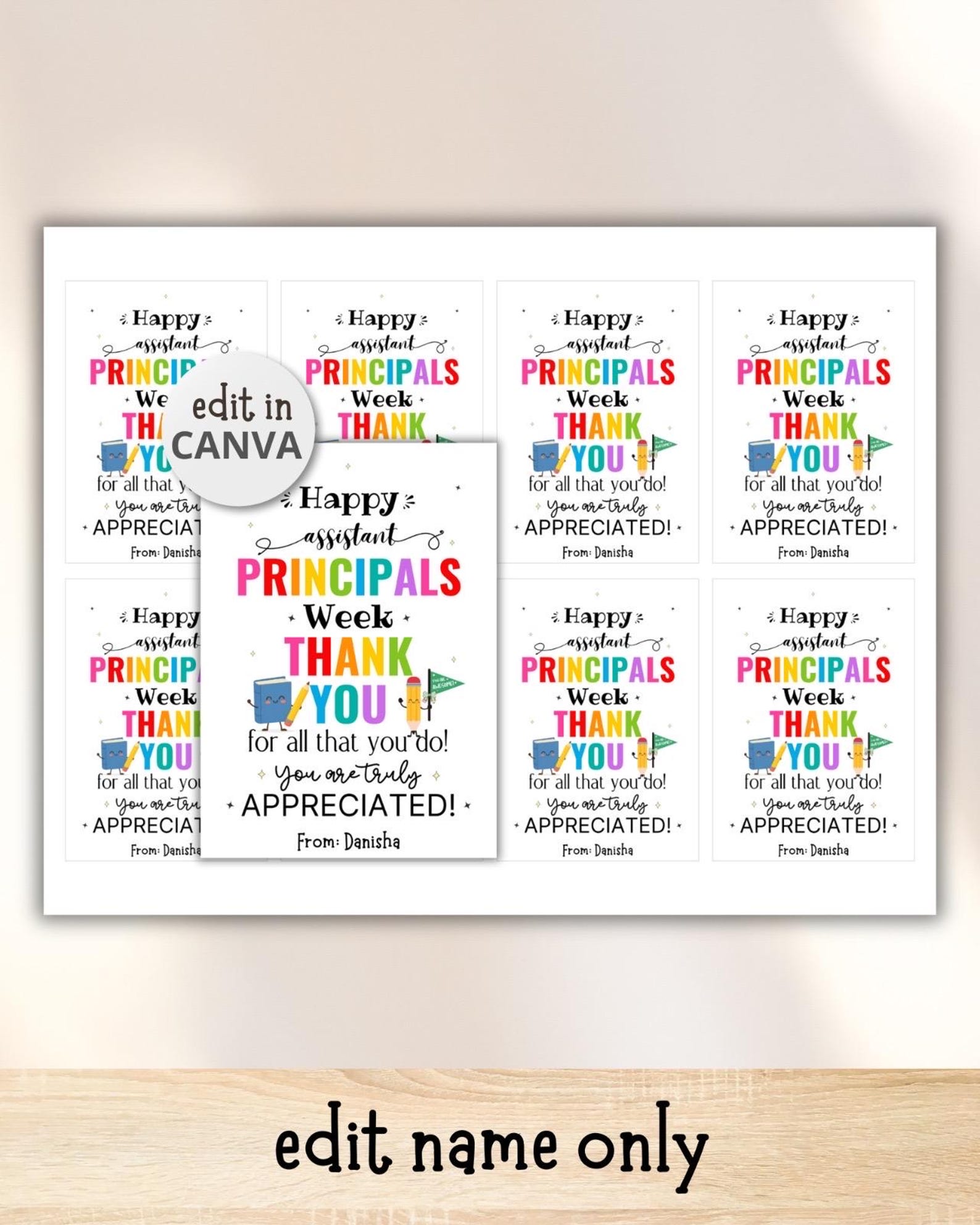Assistant Principal Week Gift Tag: Printable Thank You (PDF) - Etsy