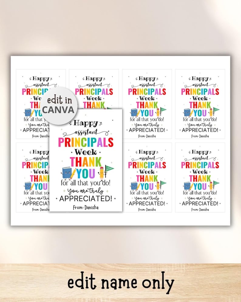 Assistant Principal Week Gift Tag: Printable Thank You (PDF) - Etsy