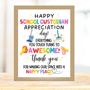 School Custodian Day Sign Printable, School Custodian Appreciation Day ...