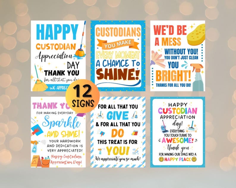 Custodian Day Card Printable, Custodian Appreciation Gift, Thank You ...