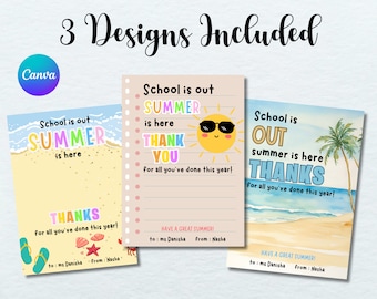 End of Year Teacher Gift Card Holder Template, Printable School's Out ...