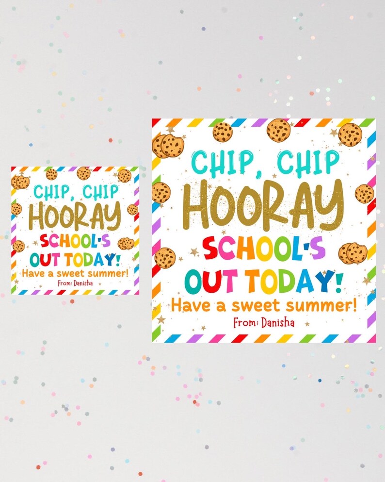 End of School Year Cookie Gift Tag: Editable Template (digital Download ...