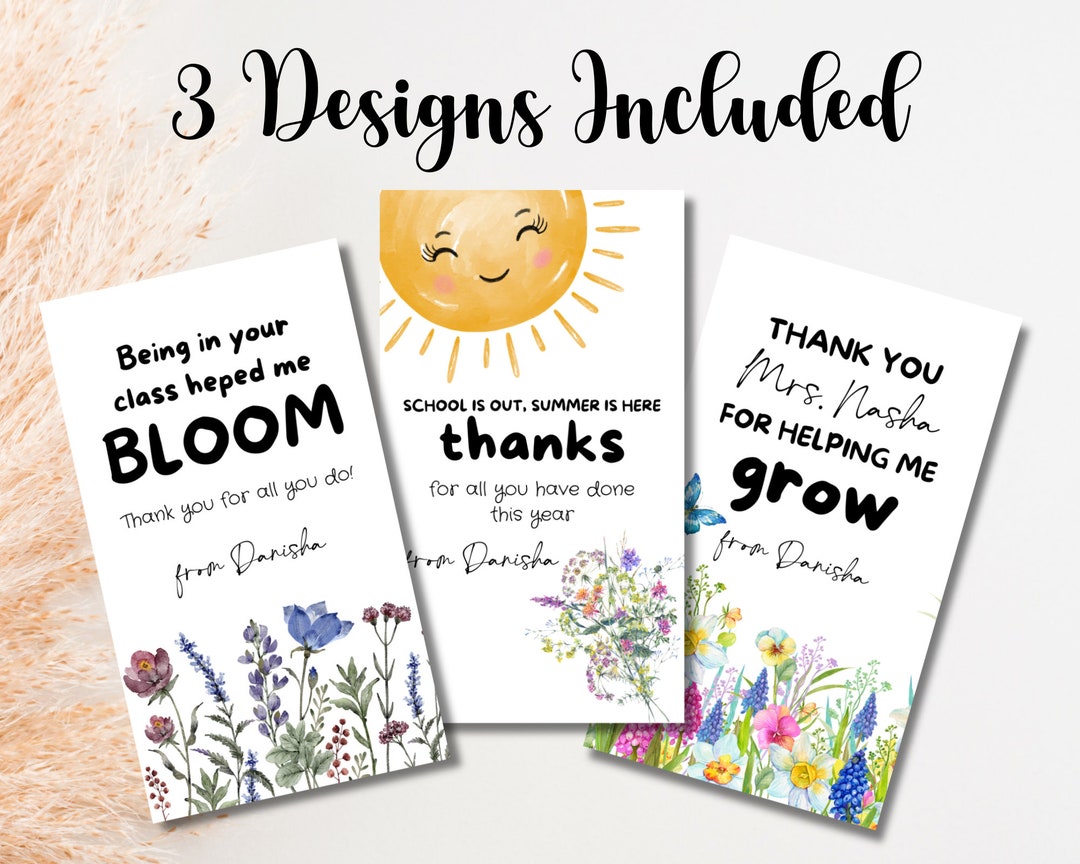 Summer Teacher Appreciation Gift Tag Template, Editable Sunshine Thank ...