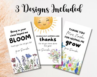 Summer Teacher Appreciation Gift Tag Template, Editable Sunshine Thank ...