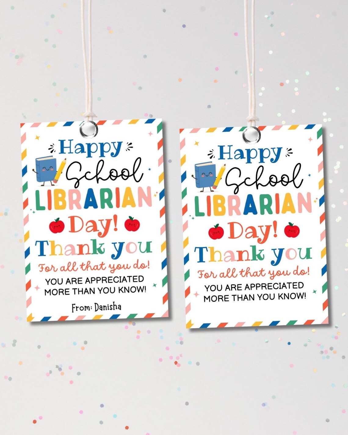 School Librarian Appreciation Gift Tags: Printable Thank You (PDF) - Etsy