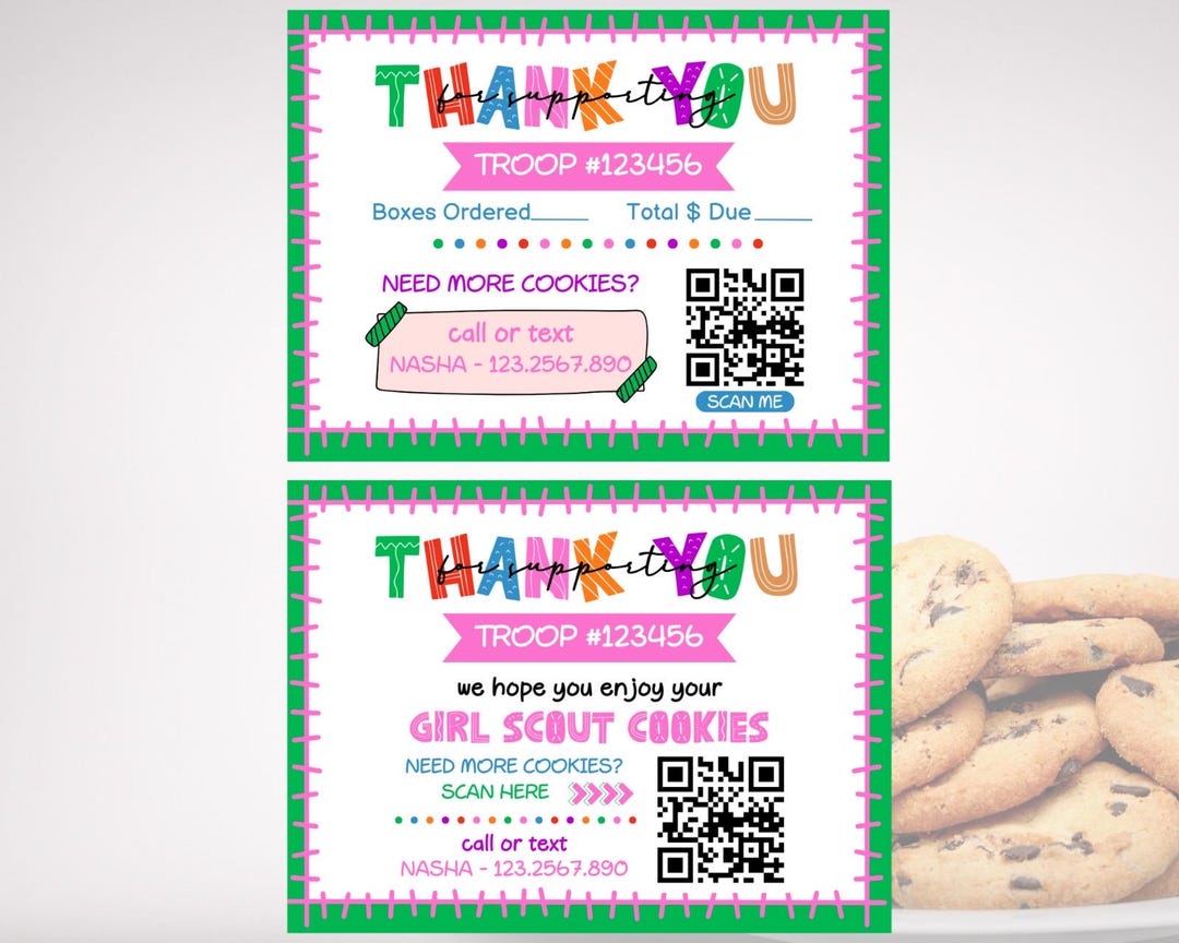 Girl Scout Cookie Business Card Template (digital Download) - Etsy