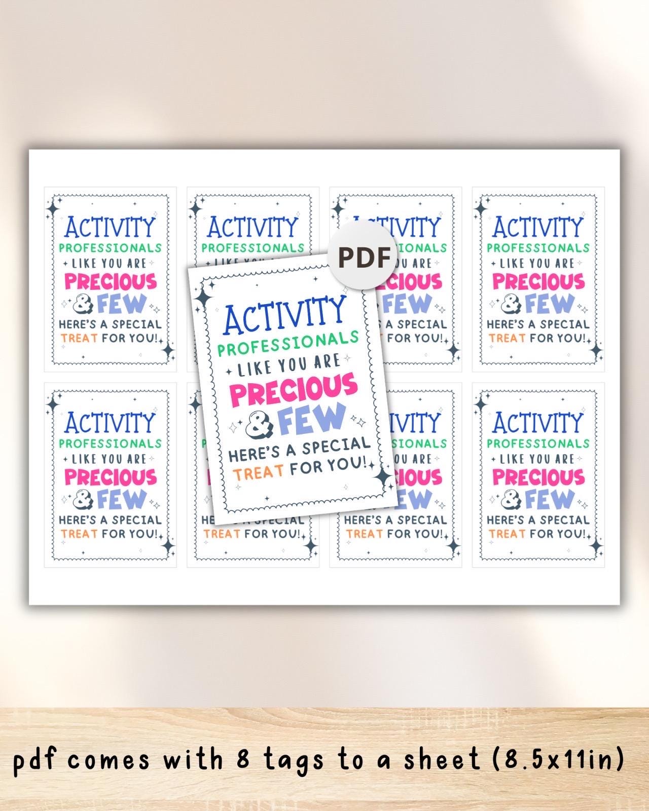 Activity Professionals Week Printable Tags, Activity Professionals Gift ...