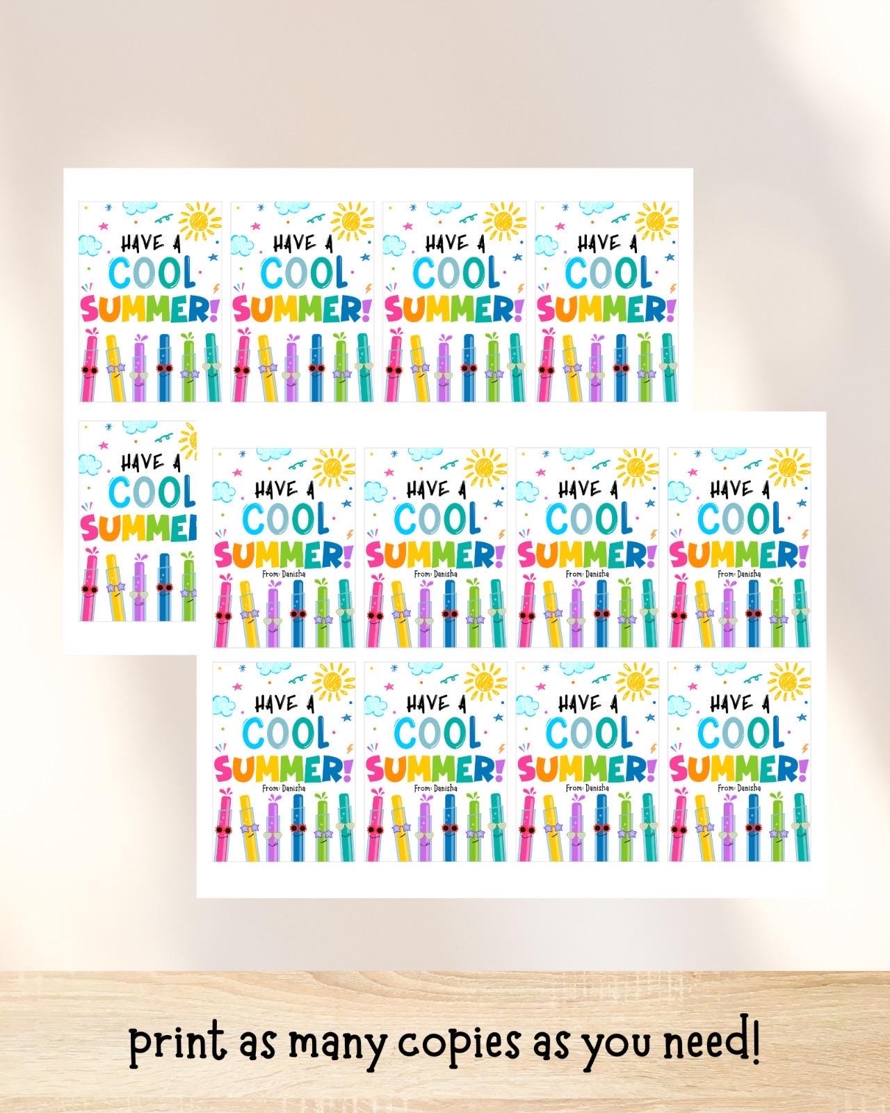 Ice Pop Have a Cool Summer Teacher Student Preschool Classmate Tag Last ...