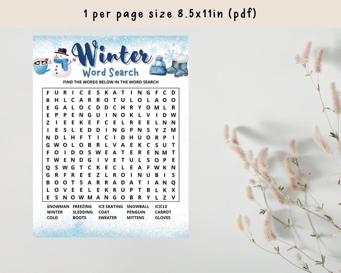 Winter Word Search, Printable Winter Games, Wintertime Activities ...