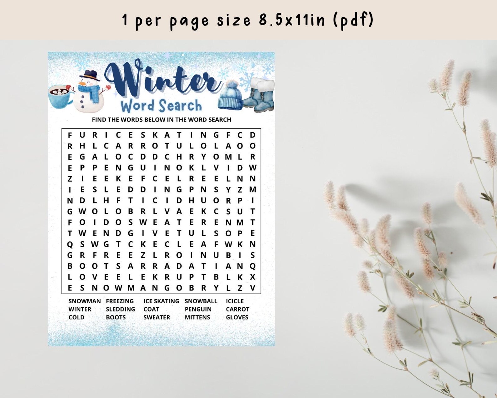 Winter Word Search, Printable Winter Games, Wintertime Activities ...