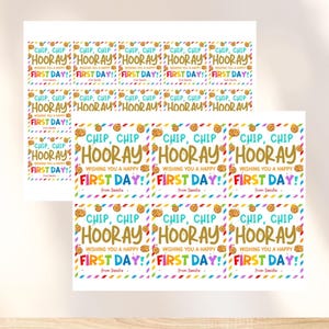 First Day of School Cookie Tags: Chip Chip Hooray! (digital Download ...