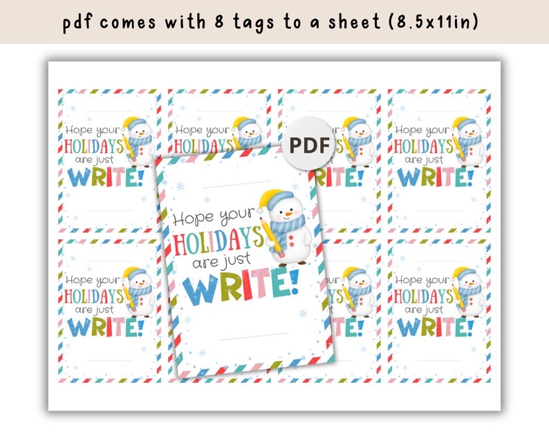 Holiday Pencil Gift Tag Editable Just Write Holiday Pencil Tag Student ...