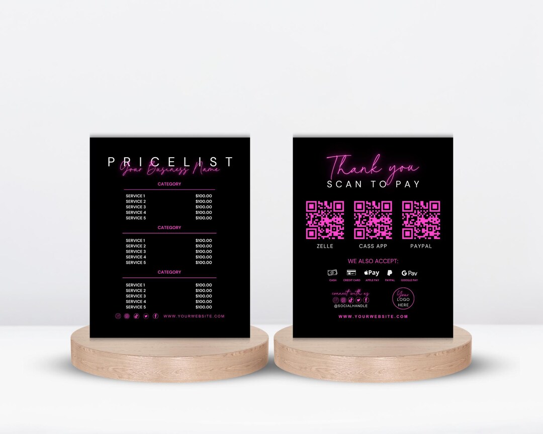 DIY Price List Template & Scan to Pay Template QR Code Sign Canva ...
