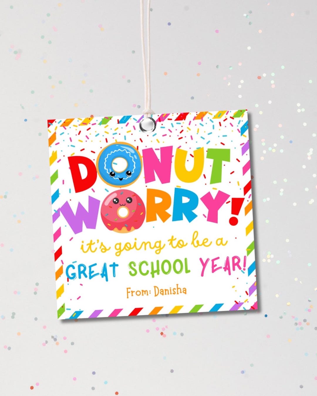 Back to School Donut Worry Treat Tags Student Gift From Teacher First ...