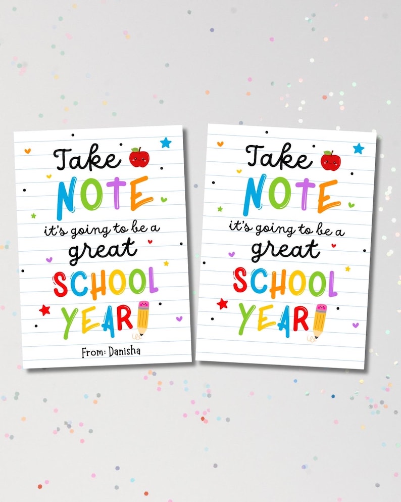 Take Note It's Going to Be A Great School Year Tag, Back to School Take ...