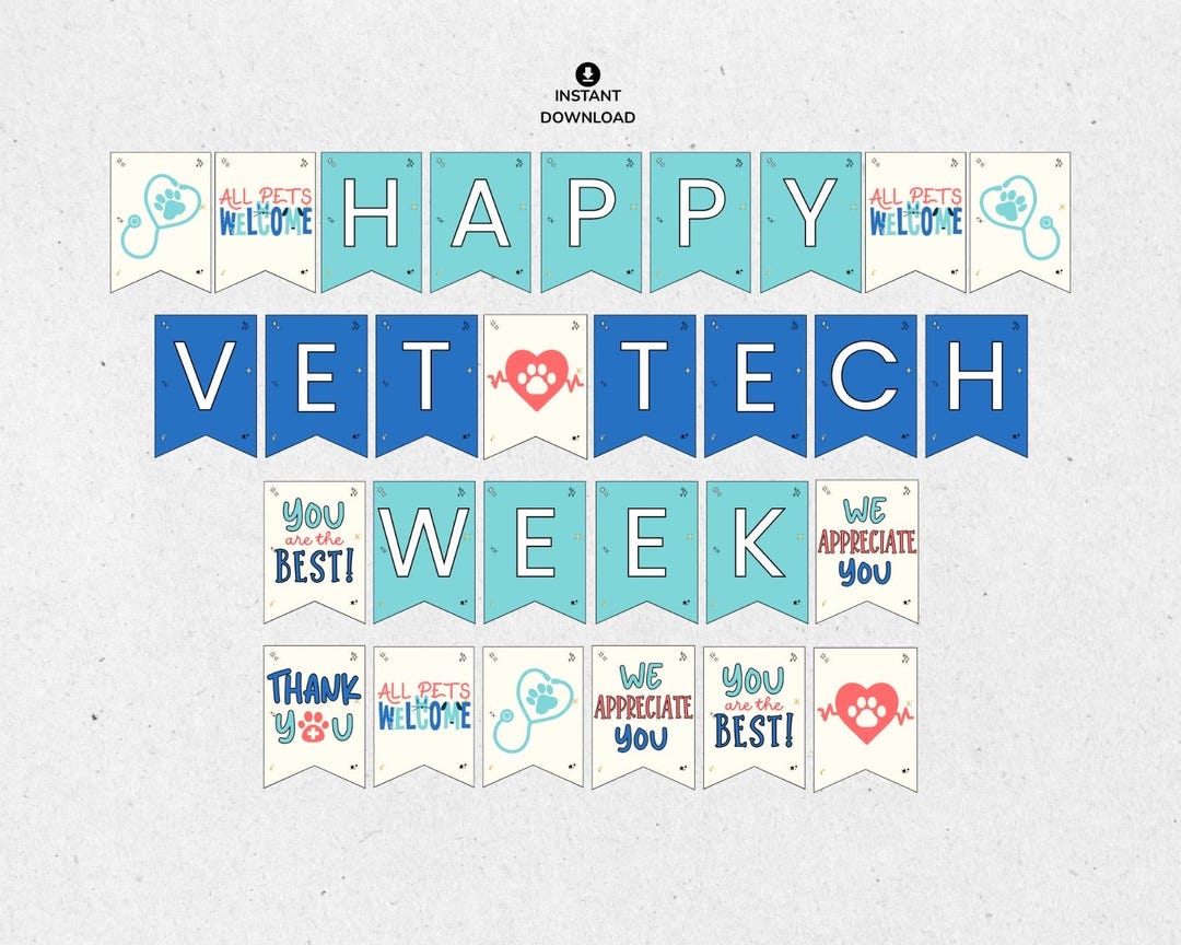 Happy Vet Tech Week Banner: Printable Veterinary Sign (digital Download ...