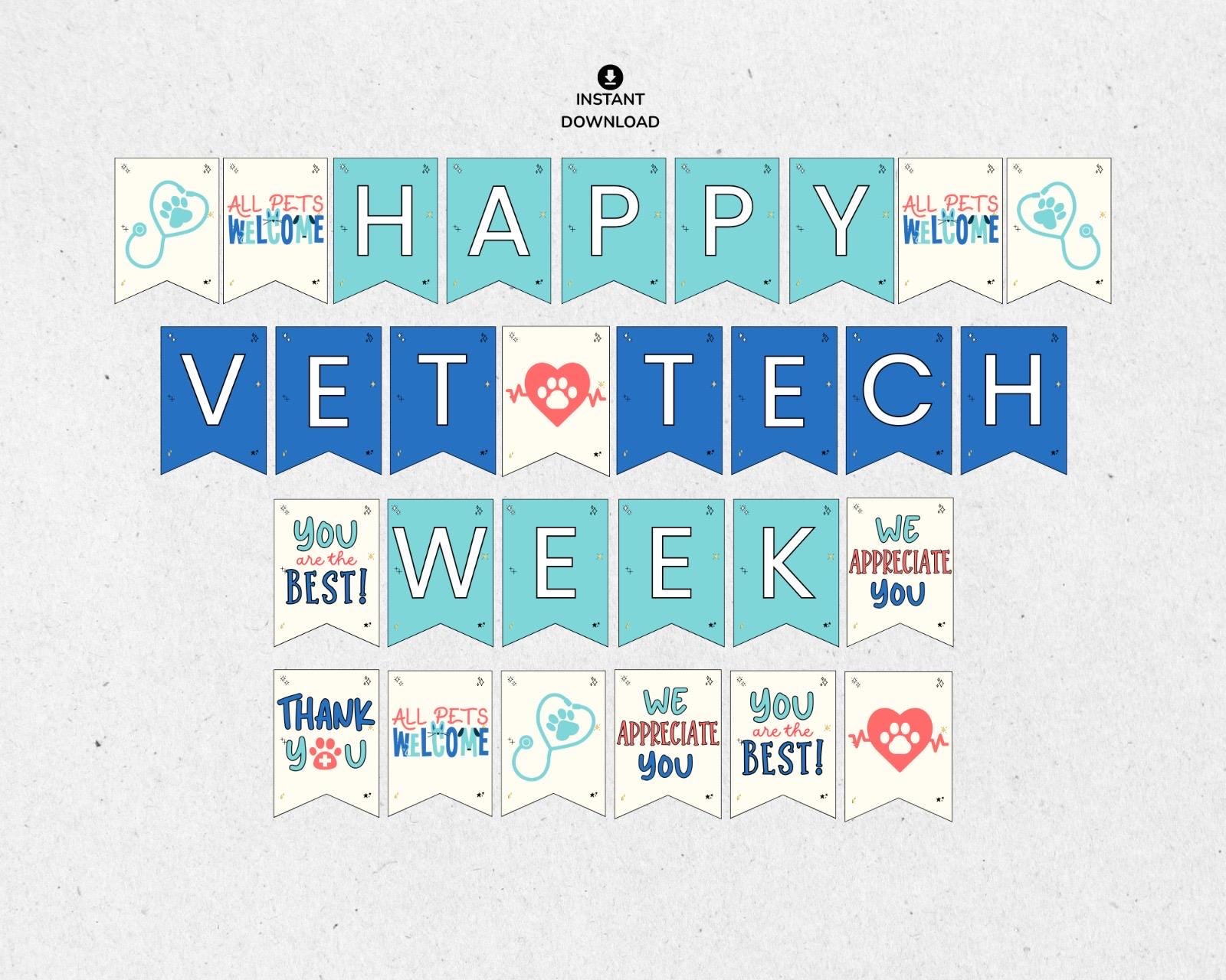 Happy Vet Tech Week Banner: Printable Veterinary Sign (digital Download ...