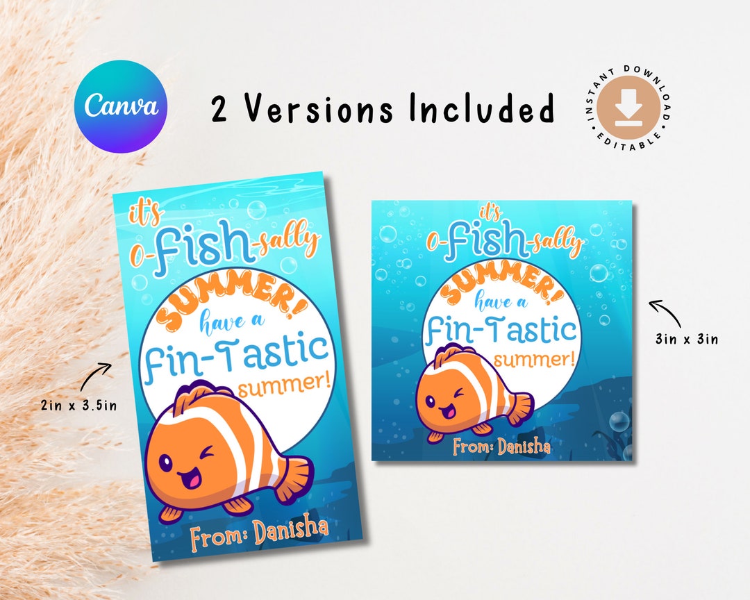 It's O-fish-ally Summer Last Day of School Tags Candy Tag for Students ...
