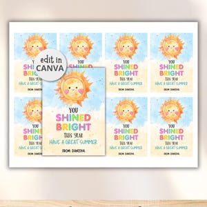 You Shined Bright This Year Tag End of the Year Tag Classroom Tags ...