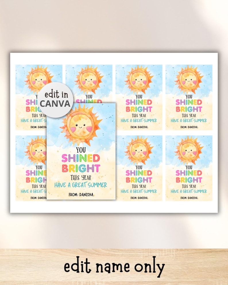 You Shined Bright This Year Tag End of the Year Tag Classroom Tags ...