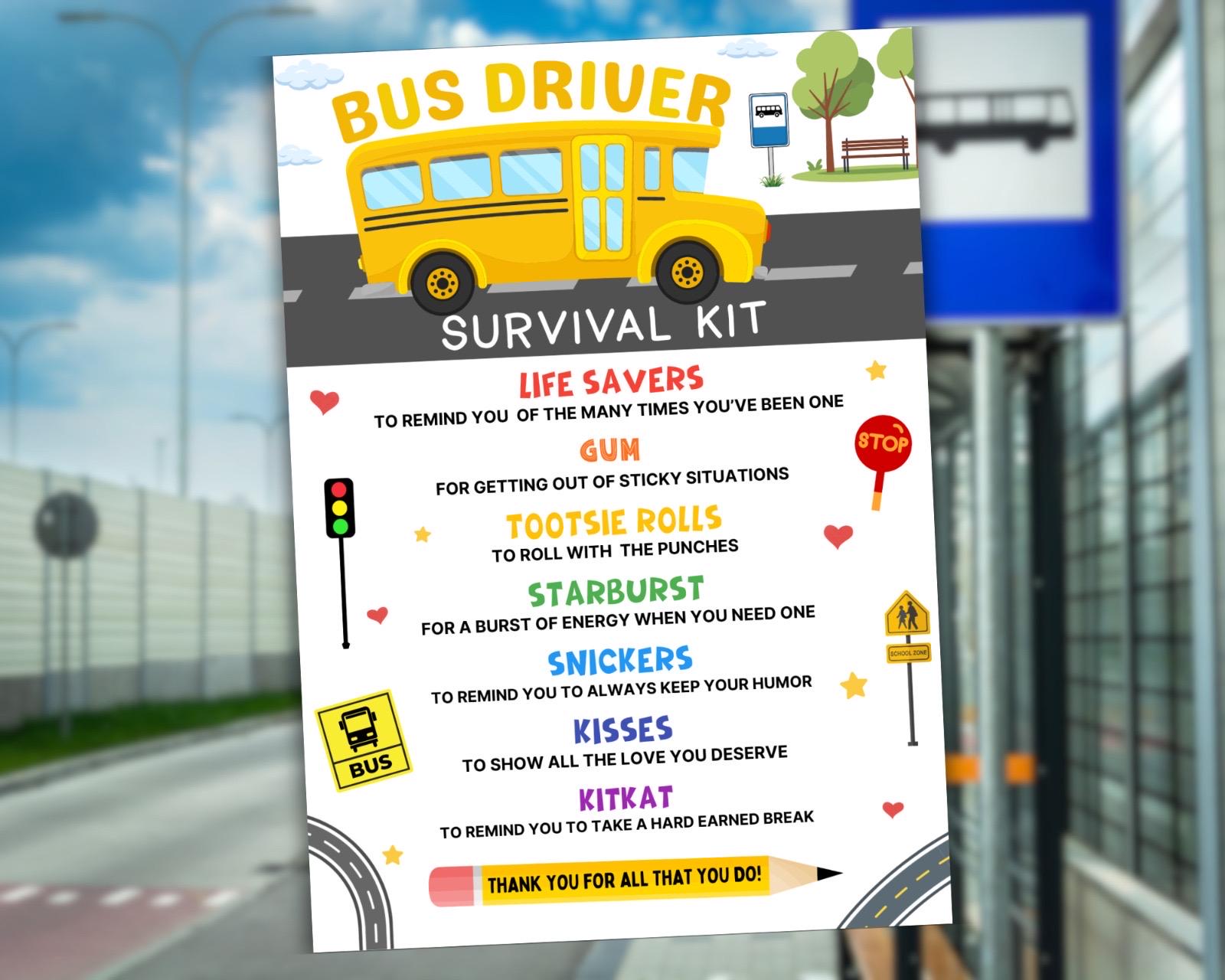 Bus Driver Survival Kit Thank You Card (digital Download) - Etsy
