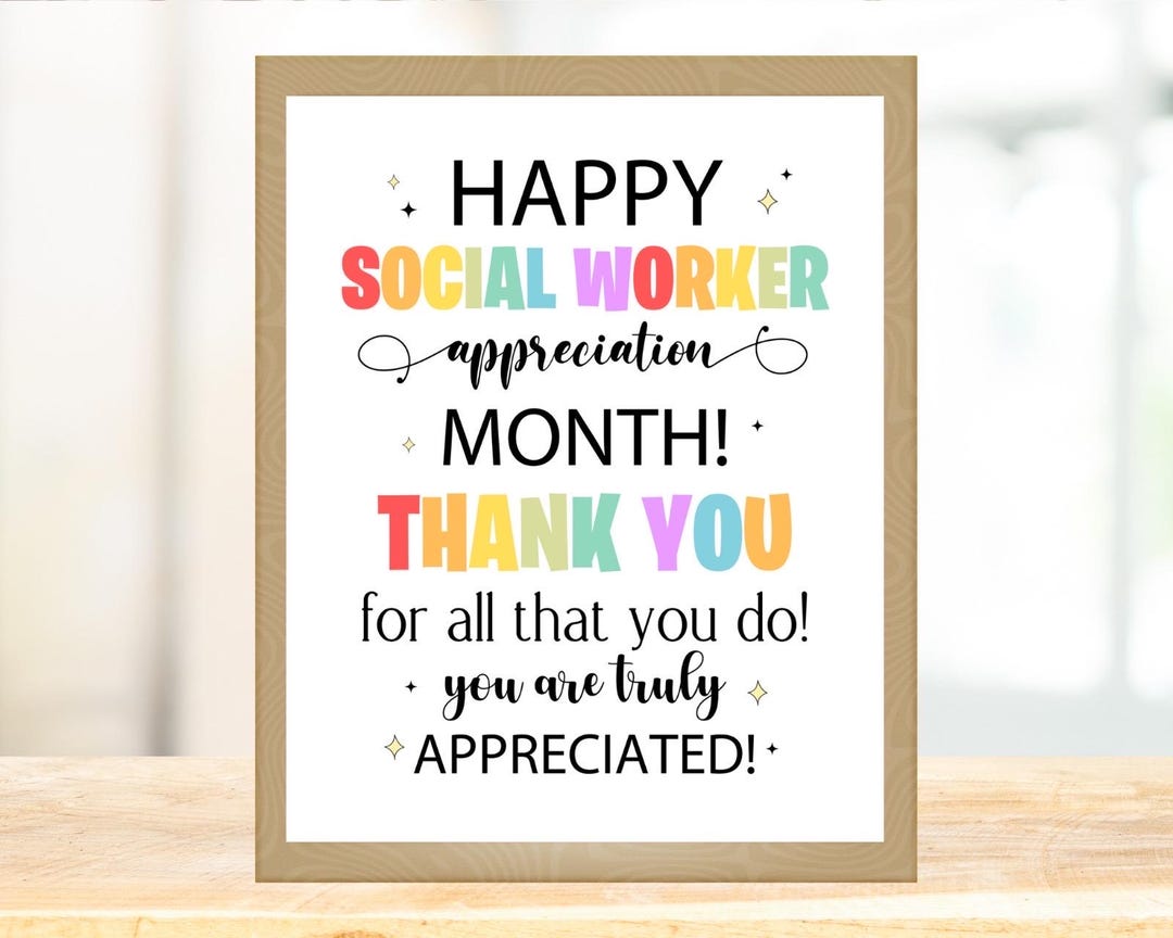 Social Worker Appreciation Month Sign: Printable Poster (digital ...