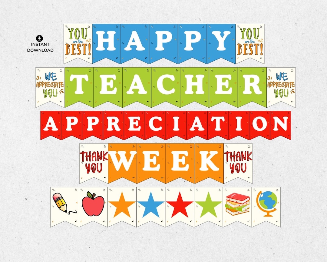 Teacher Appreciation Banner Printable, Printable Teacher Appreciation ...