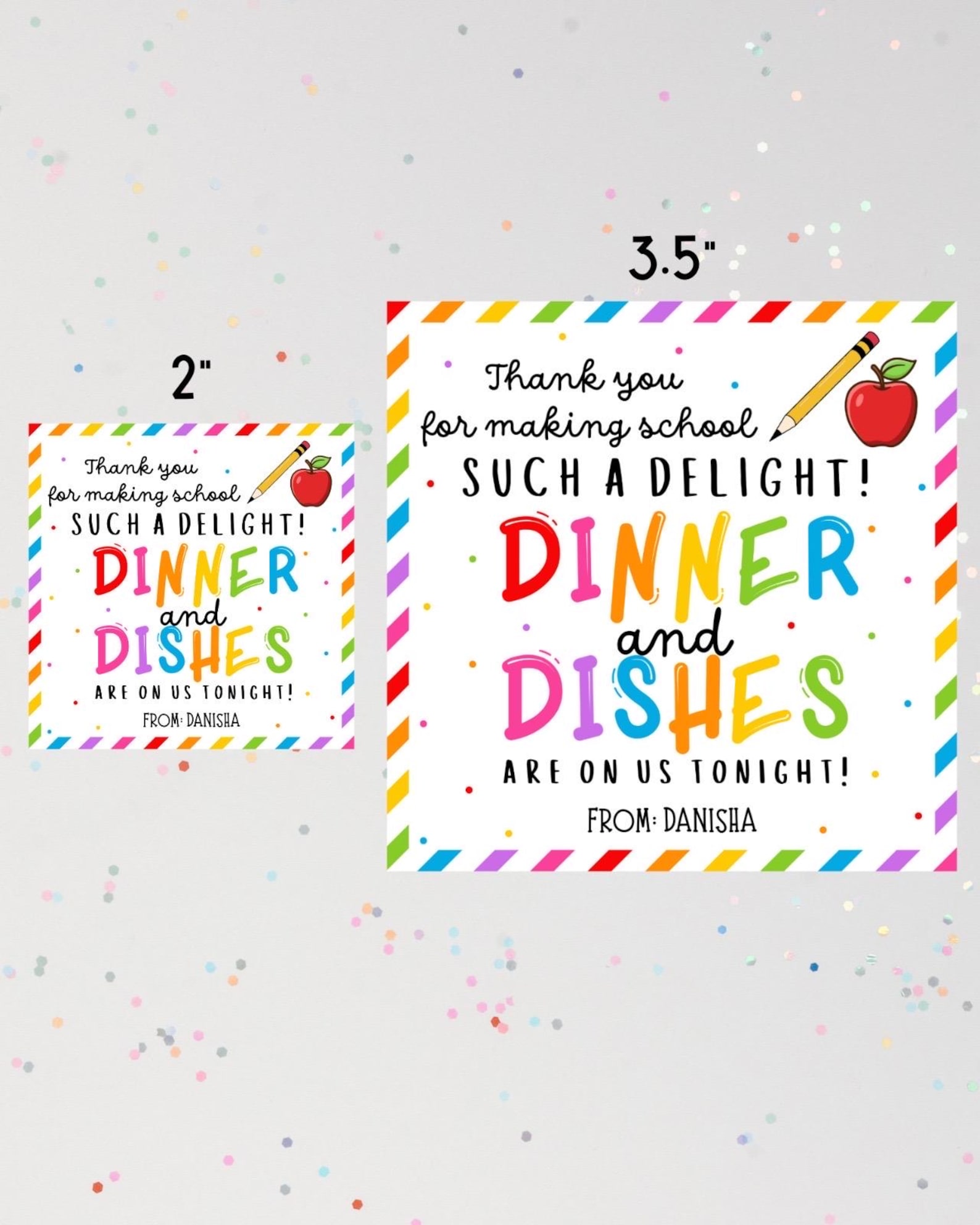 Dinner and Dishes Are on Us Gift Tag Template, Printable Teacher ...