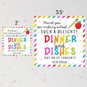 Dinner and Dishes Are on Us Gift Tag Template, Printable Teacher ...