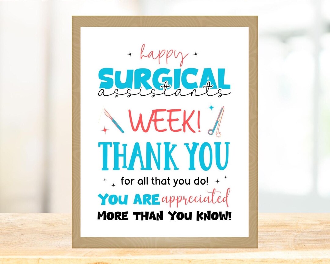 Surgical Assistants Week Signs, NSAW Printable Posters, Thank You ...