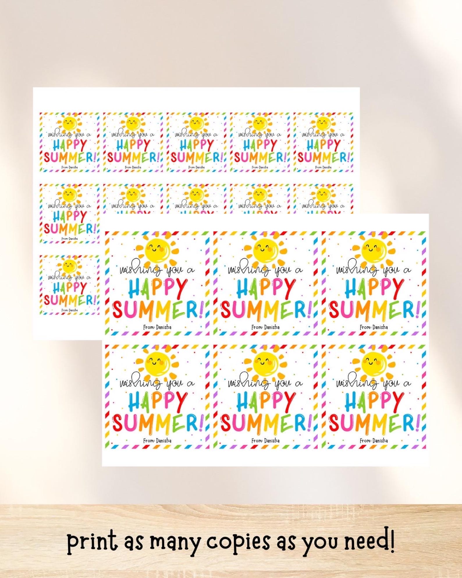 Happy Summer Tag Printable Wishing You a Happy Summer Gift Tag for ...
