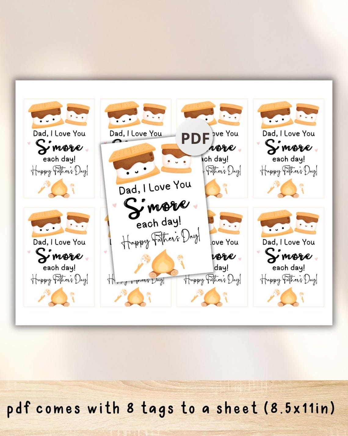 Father's Day S'mores Gift Tag Template: Editable Favor Tag (instant ...