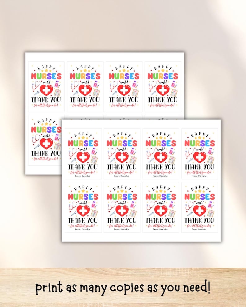 NURSE Appreciation Gift Tag Happy Nurses Week Gift Tags Printable Nurse ...