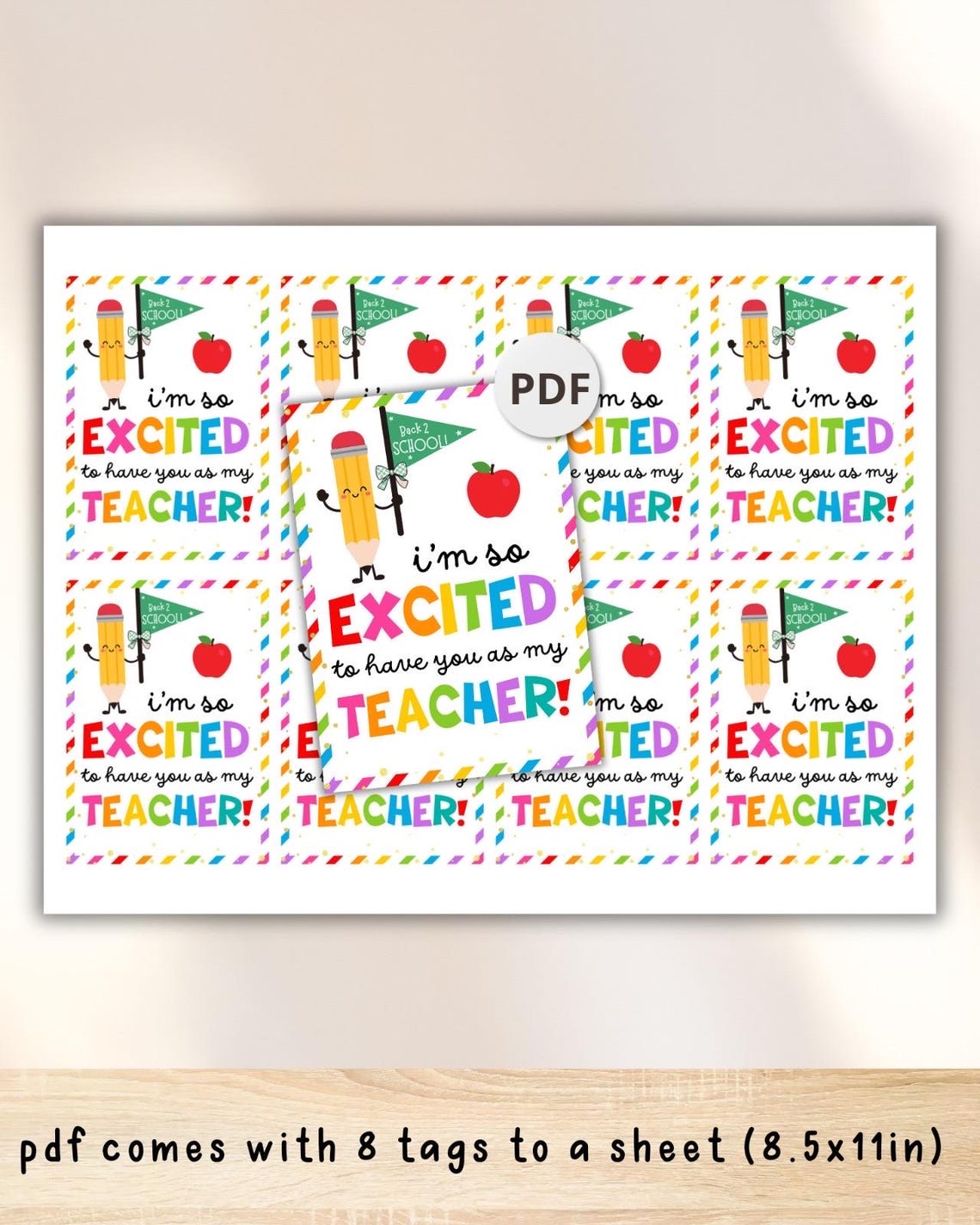 I'm so Excited to Have You as My Teacher Tag, Printable First Day of ...