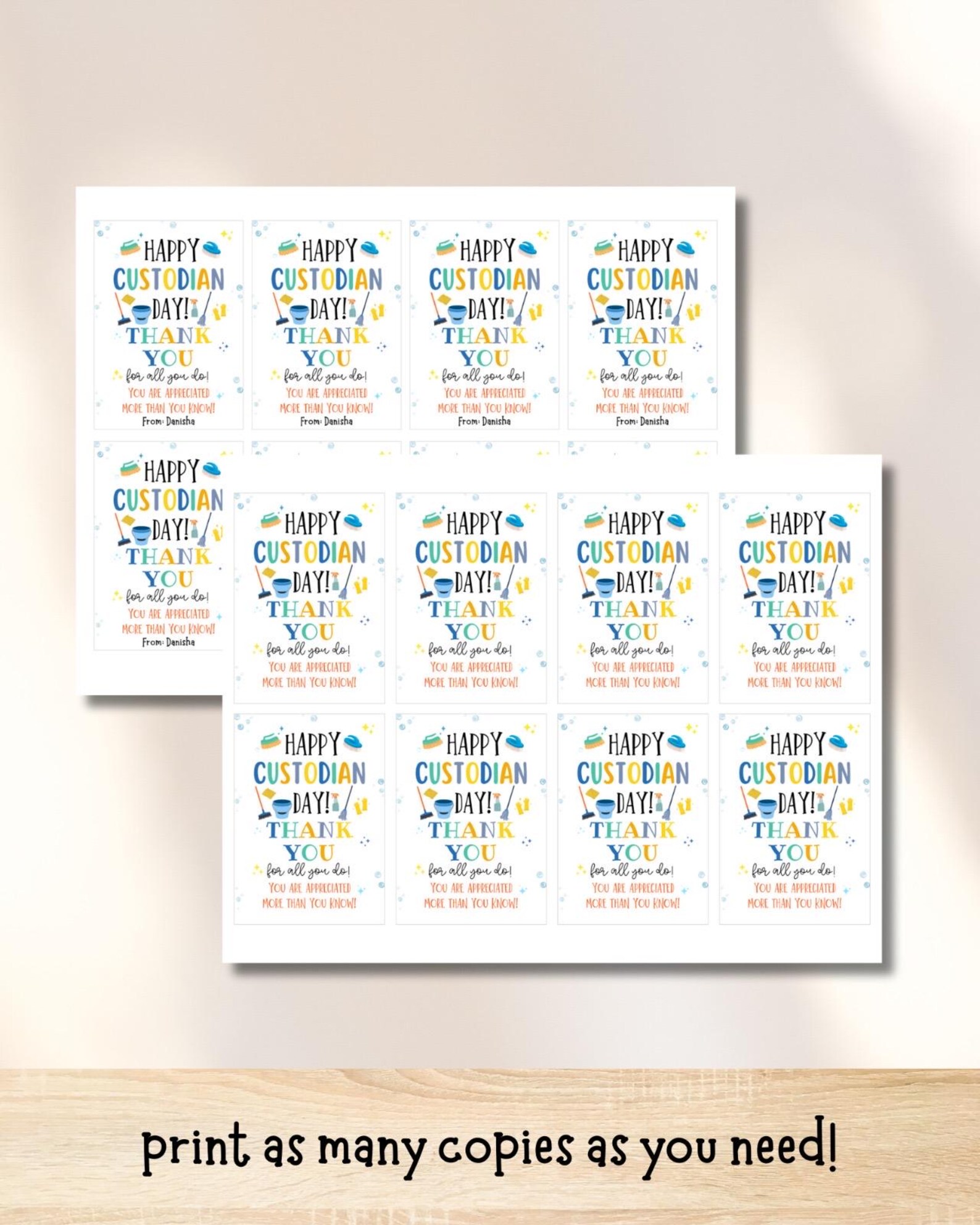 School Custodian Appreciation Gift Tag, Printable Thank You School ...