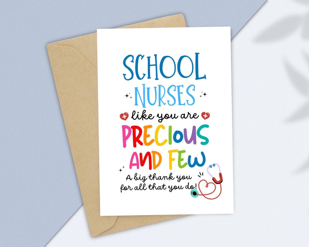 School Nurse Appreciation Card: Thank You Gift (PDF) - Etsy