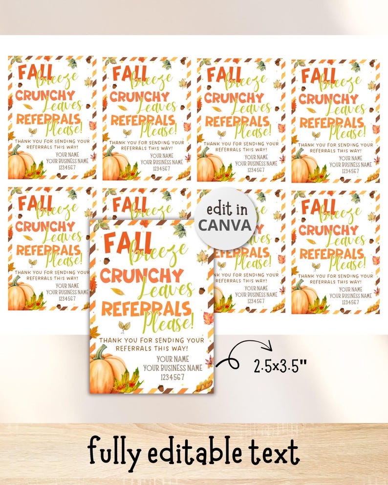 Fall Referral Pop by Tag: Printable Marketing Template (digital ...